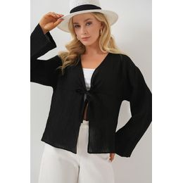 V-Ausschnitt Bluse mit Schleife