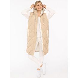 Zwillingsherz Steppweste "Love Print" in Beige - 55% | Gr&ouml;&szlig;e M | Damenjacken