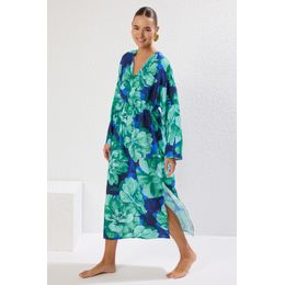 Bedrucktes Damen-Midikleid mit Spaghettitr&auml;gern, Oversize-Schnitt