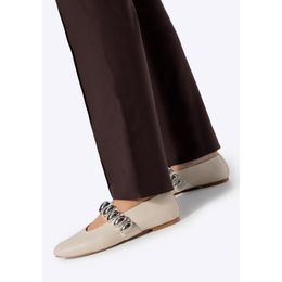 Wittchen Damen-Ballerinas aus echtem Leder mit gl&auml;nzendem Riemen, wei&szlig;