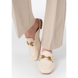 Wittchen Damen-Lederslipper mit offener Ferse, Beige, Naturleder