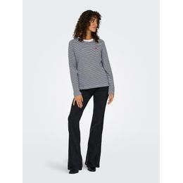 Jacqueline de Yong JDY Longsleeve in Wei&szlig;/ Dunkelblau - 50% | Gr&ouml;&szlig;e XL | Damen-tops