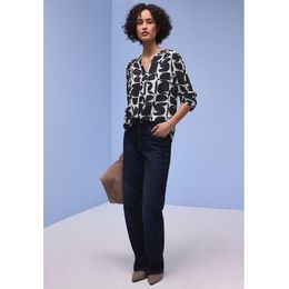 Street One Bluse in Dunkelblau/ Wei&szlig; - 30% | Gr&ouml;&szlig;e 40 | Damen-blusen