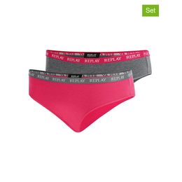 Anson Replay Underwear 2er-Set: Slips in Grau/ Pink - 39% | Gr&ouml;&szlig;e M | Damen-unterteile