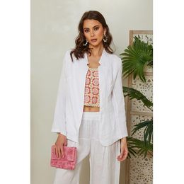 Lin Passion Leinen-Blazer in Wei&szlig; - 58% | Gr&ouml;&szlig;e 36/38 | Damenjacken