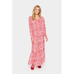 Saint Tropez Langarm-Hemd Gerade Passform Crimson Leopard