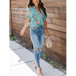 LA Angels Bluse in Hellblau/ Orange/ Gr&uuml;n - 54% | Gr&ouml;&szlig;e M | Damen-blusen