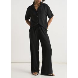 Schwarze Hose mit weitem Bein und elastischer Taille