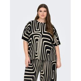 Only Carmakoma Plisseebluse "Ravenna" in Schwarz/ Creme - 37% | Gr&ouml;&szlig;e L-50/52 | Damen-blusen
