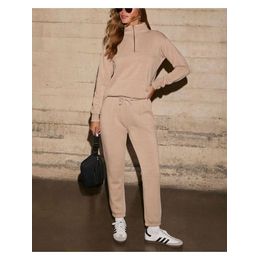 Milan Kiss 2tlg. Outfit in Beige - 70% | Gr&ouml;&szlig;e L | Damen-sweatshirts-jacken