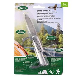 CAMP ACTIVE 2er-Set: 5in1-Taschenmesser in Silber - (L)15,2 cm - 14% | Damen-outdoor-ausruestung