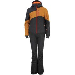 Peak Mountain 2tlg. Ski-/ Snowboardoutfit "Anice" in Grau/ Hellbraun/ Hellbraun - 77% | Gr&ouml;&szlig;e S | Damen-outdoorjacken
