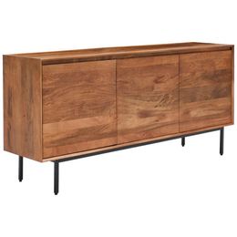 Livetastic Sideboard, Natur, Metall, Mangoholz, massiv, Holz, 3 F&auml;cher, 160x76x40 cm, Holzm&ouml;bel, Kleinm&ouml;bel Holz, Holzkommoden, Sideboards Holz