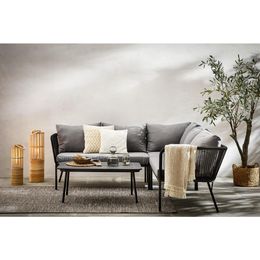 Ambia Garden Loungegarnitur, Grau, Schwarz, Metall, Kunststoff, Textil, F&uuml;llung: Polyester,Schaumstoff, Eckteil, einzeln stellbar, 210x72x210 cm, Loungem&ouml;bel, Gartenlounge-Sets