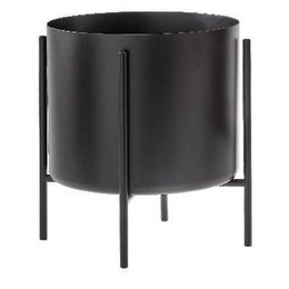 Ambia Home Pflanzentopf, Schwarz, Metall, Uni, rund, 28.5 cm, Abstufung auf der Innenseite, Dekoration, Blumen & Zubeh&ouml;r, &Uuml;bert&ouml;pfe
