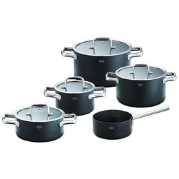R&ouml;sle R&ouml;sle Kochtopfset Ebonic, Schwarz, Metall, 5-teilig, 16 cm, 57x32 cm, backofengeeignet, hitzebest&auml;ndige Griffe, hitzebest&auml;ndig, leichte Reinigung, Dreischicht-Material mit durchg&auml;ngigem Aluminiumkern, optimale und gleichm&auml;&szlig;ige W&auml;rmeverteilung bis zum Rand, antihaftversiegelte Wabenstruktur,backofengeeignet, Kochen, T&ouml;pfe, Topfsets