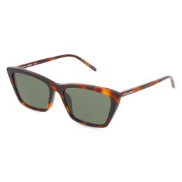 SAINT LAURENT SL 737 MICA THIN | Damen-Sonnenbrille | Fassung: Vollrand, Eckig, Acetat, Havanna Dunkel | Glasfarbe: Grau