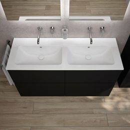 Duravit ME by Starck Doppelwaschtisch, evineo ineo5 evo Unterschrank B: 128 cm, 4 Ausz&uuml;ge, mit Griffmulde,, 233613AC60+BE0717BM,