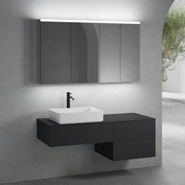 neoro n50 M&ouml;belanlage B: 140 cm mit 3 Ausz&uuml;gen, Waschtisch B: 58 cm wei&szlig; matt, mit Spiegelschrank f&uuml;r die Schweiz,,