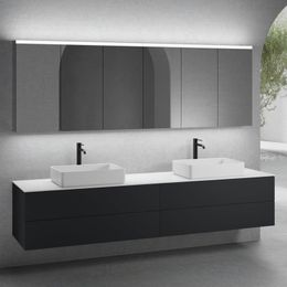 neoro n50 M&ouml;belanlage B: 240 cm mit 4 Ausz&uuml;gen, 2 Waschtische B: 58 cm wei&szlig; matt, mit Spiegelschrank f&uuml;r die Schweiz,,