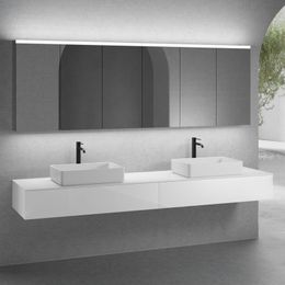 neoro n50 M&ouml;belanlage B: 240 cm mit 2 Ausz&uuml;gen, 2 Waschtische B: 58 cm wei&szlig; matt, mit Spiegelschrank f&uuml;r die Schweiz,,