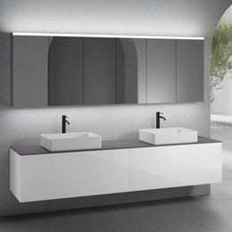 neoro n50 M&ouml;belanlage B: 240 cm mit 2 Ausz&uuml;gen, 2 Waschtische B: 58 cm wei&szlig; matt, mit Spiegelschrank f&uuml;r die Schweiz,,