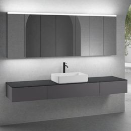 neoro n50 M&ouml;belanlage B: 220 cm mit 3 Ausz&uuml;gen, Waschtisch B: 58 cm wei&szlig; matt, mit Spiegelschrank f&uuml;r die Schweiz,,
