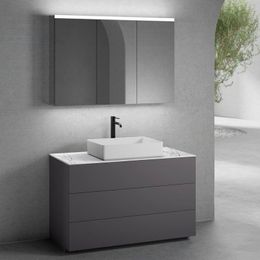 neoro n50 Unterschrank B: 120 cm mit 3 Ausz&uuml;gen, Waschtisch B: 58 cm wei&szlig; matt, mit Spiegelschrank f&uuml;r die Schweiz,,