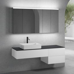 neoro n50 M&ouml;belanlage B: 160 cm mit 3 Ausz&uuml;gen, Waschtisch B: 58 cm wei&szlig; matt, mit Spiegelschrank f&uuml;r die Schweiz,,