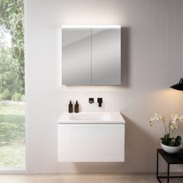 rivea Dia Unterschrank B: 81 cm mit 1 Auszug, Waschtisch ohne Hahnloch wei&szlig; matt, mit n50 Spiegelschrank f&uuml;r die Schweiz,, BR0037WH+BR0054WM+BN0486MI,