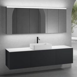 neoro n50 M&ouml;belanlage B: 200 cm mit 3 Ausz&uuml;gen, Waschtisch B: 58 cm wei&szlig; matt, mit Spiegelschrank f&uuml;r die Schweiz,,