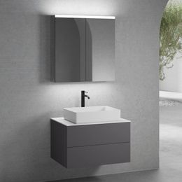 neoro n50 Unterschrank B: 80 cm mit 2 Ausz&uuml;gen, Waschtisch B: 58 cm wei&szlig; matt, mit Spiegelschrank f&uuml;r die Schweiz,,