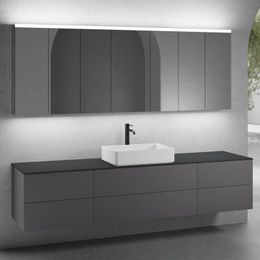 neoro n50 M&ouml;belanlage B: 220 cm mit 6 Ausz&uuml;gen, Waschtisch B: 58 cm wei&szlig; matt, mit Spiegelschrank f&uuml;r die Schweiz,,