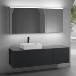 neoro n50 M&ouml;belanlage B: 180 cm mit 2 Ausz&uuml;gen, Waschtisch B: 58 cm wei&szlig; matt, mit Spiegelschrank f&uuml;r die Schweiz,,