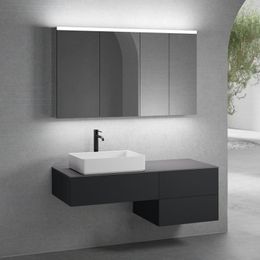 neoro n50 M&ouml;belanlage B: 140 cm mit 3 Ausz&uuml;gen, Waschtisch B: 58 cm wei&szlig; matt, mit Spiegelschrank f&uuml;r die Schweiz,,