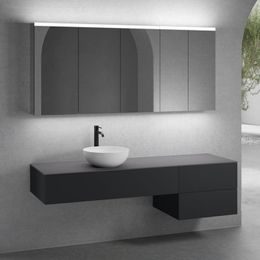neoro n50 M&ouml;belanlage B: 180 cm mit 3 Ausz&uuml;gen, Waschtisch &Oslash; 45 cm wei&szlig; matt, mit Spiegelschrank f&uuml;r die Schweiz,,