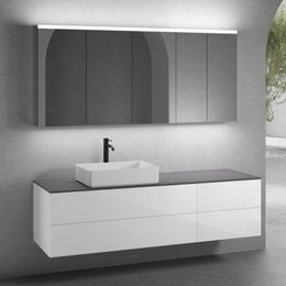 neoro n50 M&ouml;belanlage B: 180 cm mit 4 Ausz&uuml;gen, Waschtisch B: 58 cm wei&szlig; matt, mit Spiegelschrank f&uuml;r die Schweiz,,
