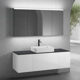 neoro n50 M&ouml;belanlage B: 160 cm mit 3 Ausz&uuml;gen, Waschtisch B: 58 cm wei&szlig; matt, mit Spiegelschrank f&uuml;r die Schweiz,,
