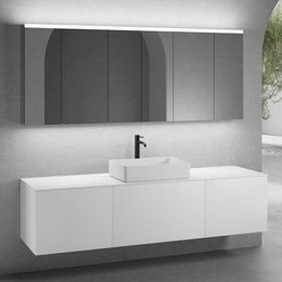 neoro n50 M&ouml;belanlage B: 200 cm mit 3 Ausz&uuml;gen, Waschtisch B: 58 cm wei&szlig; matt, mit Spiegelschrank f&uuml;r die Schweiz,,