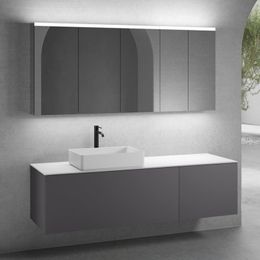 neoro n50 M&ouml;belanlage B: 180 cm mit 2 Ausz&uuml;gen, Waschtisch B: 58 cm wei&szlig; matt, mit Spiegelschrank f&uuml;r die Schweiz,,