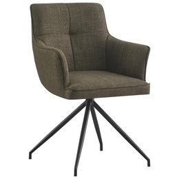 Novel Armlehnstuhl, Gr&uuml;n, Schwarz, Metall, Textil, Drehkreuz, 58x84x62.5 cm, Sitzfl&auml;che 180&deg; drehbar, Stoffauswahl, Esszimmer, St&uuml;hle, Esszimmerst&uuml;hle, Armlehnenst&uuml;hle
