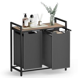 Boxxx W&auml;schekorb, Grau, Eiche, Metall, Textil, Holzwerkstoff, 92 L, rechteckig, 73x72x33 cm, Tragegriffe, Ordnen & Aufbewahren, W&auml;schek&ouml;rbe & Tonnen