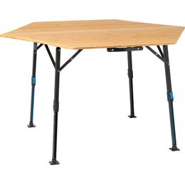 DEFA Campingtisch Bambus sechseckig h&ouml;henverstellbar 120 x 70 cm - Klapptische