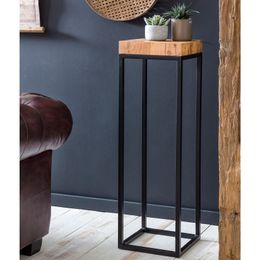 FineBuy Beistelltisch FB51448 Akazie Holz Metall Industrial Style Telefontisch