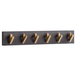 Wandgarderobe FineBuy Hakenleiste Mango Massivholz 60 cm Garderobe Flur Schwarz