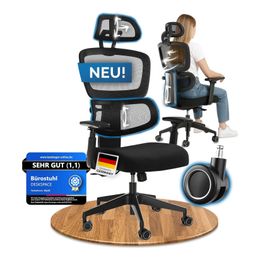 DESKSPACE Move Ergonomischer B&uuml;rostuhl - 150 kg, Schwarz