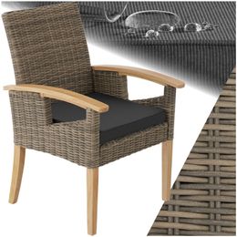 TecTake&reg; Rattan Stuhl, mit Holzgestell, nat&uuml;rlich nachempfundenes Geflecht, inklusive Sitzpolster, 62,5 x 71,5 x 94 cm