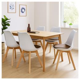 HTI-Living Esszimmerstuhl Samt 4er Set Atlanta Wei&szlig;/Braun