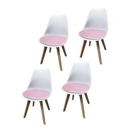 HTI-Living Esszimmerstuhl 4er Set Wei&szlig; mit Kunstledersitz Atlanta Rosa mit Ornament
