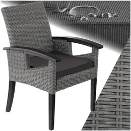 TecTake&reg; Rattan Stuhl, mit Holzgestell, nat&uuml;rlich nachempfundenes Geflecht, inklusive Sitzpolster, 62,5 x 71,5 x 94 cm